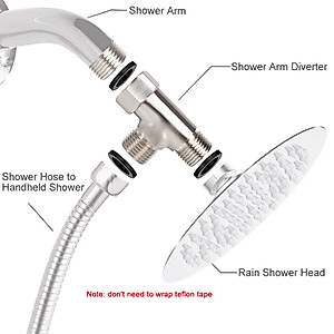 NearMoon Solid Brass G1/2" 3 Way Diverter Valve - Hose Fitting Tee, T Shape Adapter Connector for Angle Valve Hose, Bath Shower Arm, and Toilet Bidet Sprayer Faucet (Brushed Nickel)