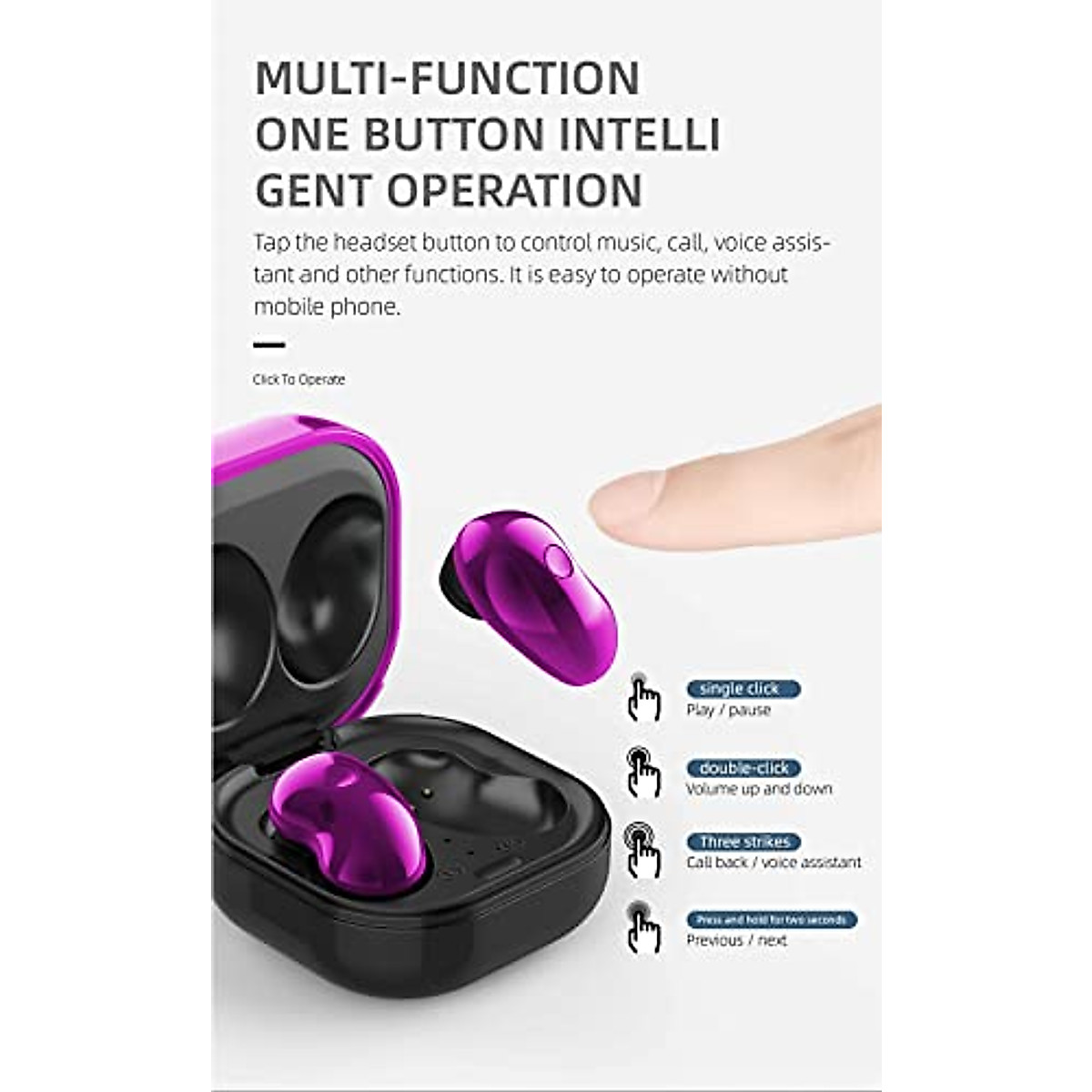 Acuvar Fully Wireless Bluetooth 5.1 Rechargeable IPX4 Waterproof Sweatproof Earbud Headphones with Microphone, Micro USB LCD Clock Charging Case Surround Stereo Bass and Noise Cancelling Calls (Pink)