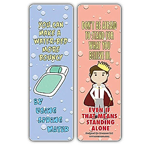 Creanoso Motivational One Liners Jokes Bookmarks Series 1 (30-Pack) – Six Assorted Quality Bookmarker Cards Set – Premium Gift Token Giveaways for Men, Women, Adults – Book Page Clip