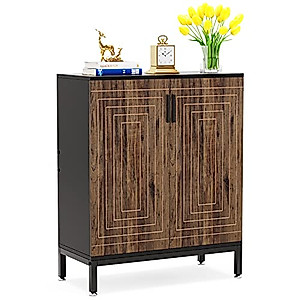 TRIBESIGNS WAY TO ORIGIN Shoe Cabinet, 20 Pairs Modern Shoe Storage Cabinet with Doors, 6-Tier Freestanding Entryway Shoe Organizer Rack for Living Room, Closet, Rustic Brown