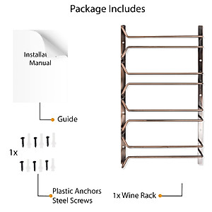 Wallniture Pinot Wine Glass Rack Under Cabinet 10" Champagne, Cocktail and Wine Glass Holder Rustic Kitchen Decor Oil Rubbed Finish