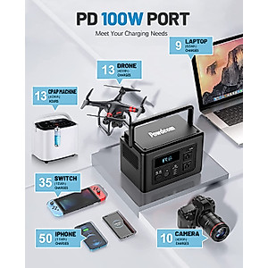 Powdeom 700W Portable Power Station with AC Outlet, 614Wh LiFePO4 Battery Backup Power Supply, 500W AC Input Recharge 0-80% Within 1 Hour for Camping, Outdoors, Off-grid Life
