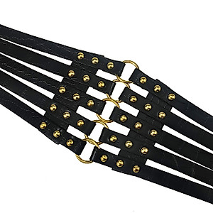 Fashion Women's PU Leather Wide Waist Belt Hollow Out Rivets Stretch Cinch Waistband