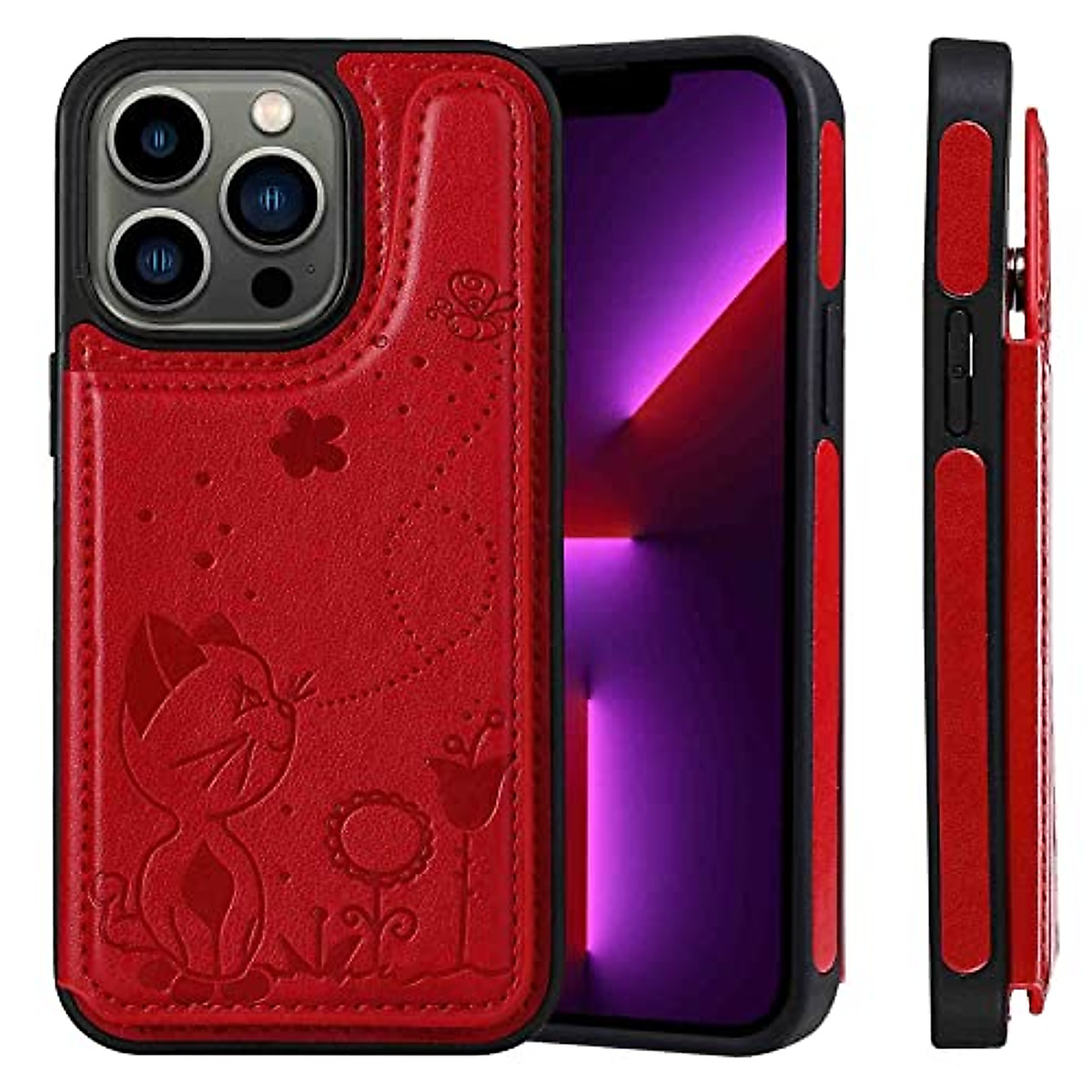 Fansipro Bumper Case Cover for Samsung Galaxy S9 Plus, Premium PU Leather Slim Fit Cover for Galaxy S9 Plus, 1 Card Slot, 1 Photo Frame Slot, Spring, Red