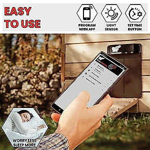 RUN-CHICKEN Door (Brown) Automatic Chicken Coop Door, Programmable with App, Battery Operated, Evening and Morning Delay, Aluminum Door, Electric Chicken Run Door, Model T50