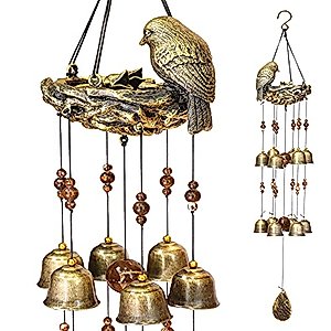 Bird Nest Wind Chimes,Wind Chimes for Outside with 12 Wind Bells for Glory Mothers Love Gift,Bird Bells Chimes Hanging Decoration for Outside Garden Yard Church, Bronze Wind Chimes