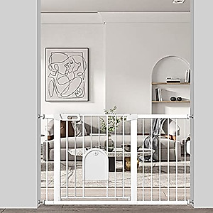 Fairy Baby 26.77"-29.53" Wide Narrow Baby Gate with Cat Door - Walk Through Small Pet Door Tension Safety Gate - Pressure Mounted No Drill