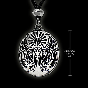 Large Phoenix Pendant Necklace for Men, Pewter Gift, 1.25 inch (3.1 cm) Diameter