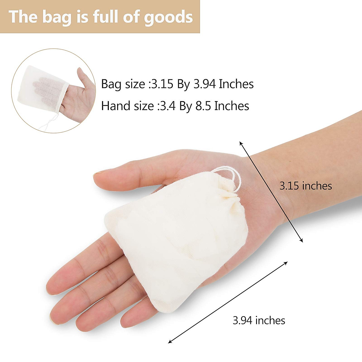 Chielor 50Pcs Cotton Muslin Bags-3.94 x 3.15 Inches Eco-friendly Drawstring Bags for Reusable Sachet, Crafts, Teas, Spices, Soaps, Jewellery, Crafts, Parties, Decor & Favour Gifts for Home Supplies