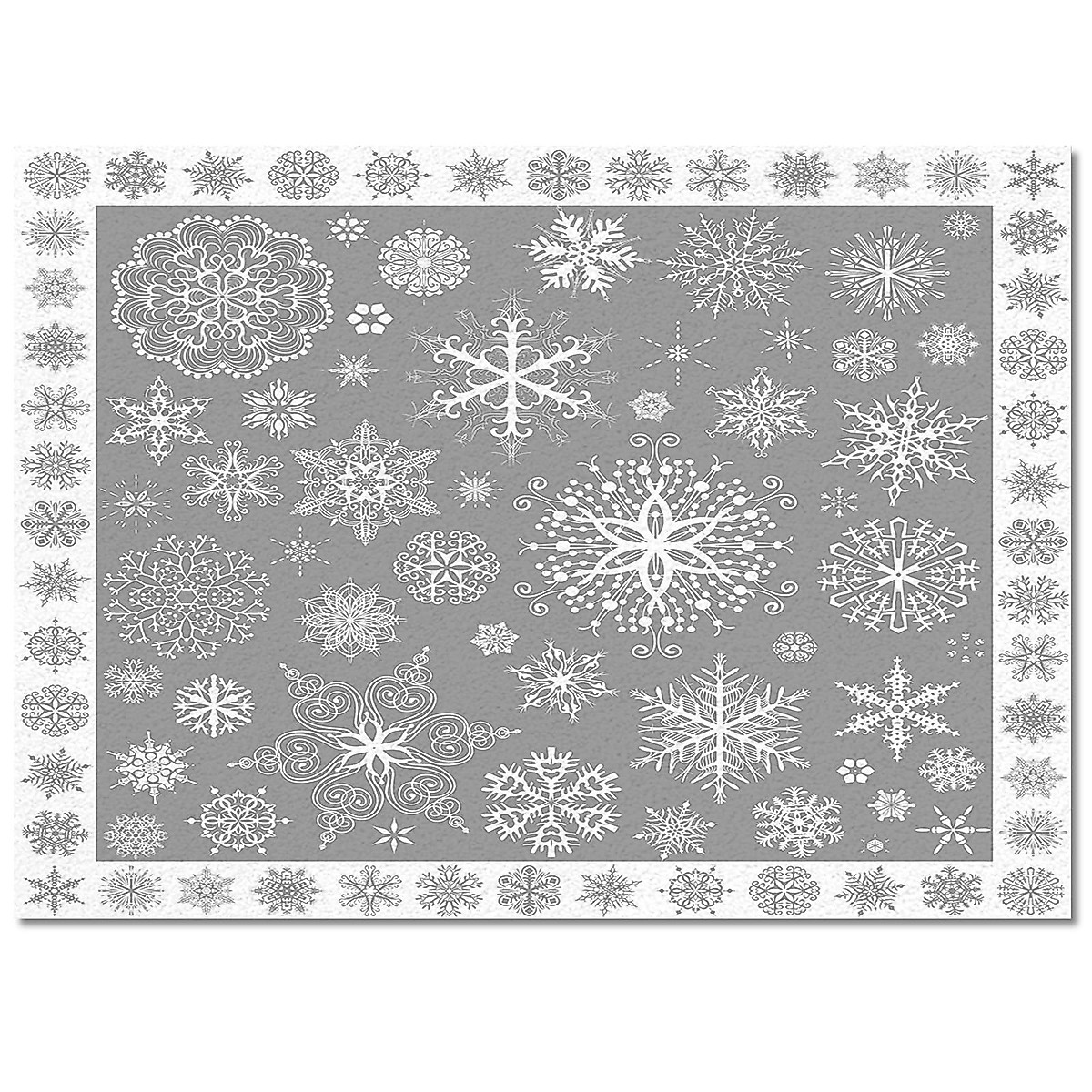 Grey Snowflake Christmas Area Rug for Living Room, Rectangular Indoor Carpet - 2' x 3', Xmas Winter Snowflake Gray Non-Skid Bathroom Mat Kitchen Runner Rugs for Bedroom