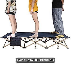 REDCAMP Extra Long Folding Kids Cot for Sleeping 7-15, Portable Toddler Cot Bed Child Travel Cot for Camping, Navy 75''x26''