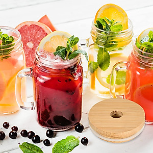 uxcell Mason Jar Lids with Straw Hole, 6pcs - Bamboo Lids with Silicone Ring for Glass Cups 70mm Regular Mouth Leak Proof Fits Storage Jars(Wood Color)