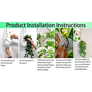 Fake Hanging Plants with Lights Artificial Plants for Home Decor Macrame Plant Hanger with Fake Vines Faux Hanging Planter for Wall Ceiling Bedroom Bathroom Kitchen Office Boho Decor Indoor