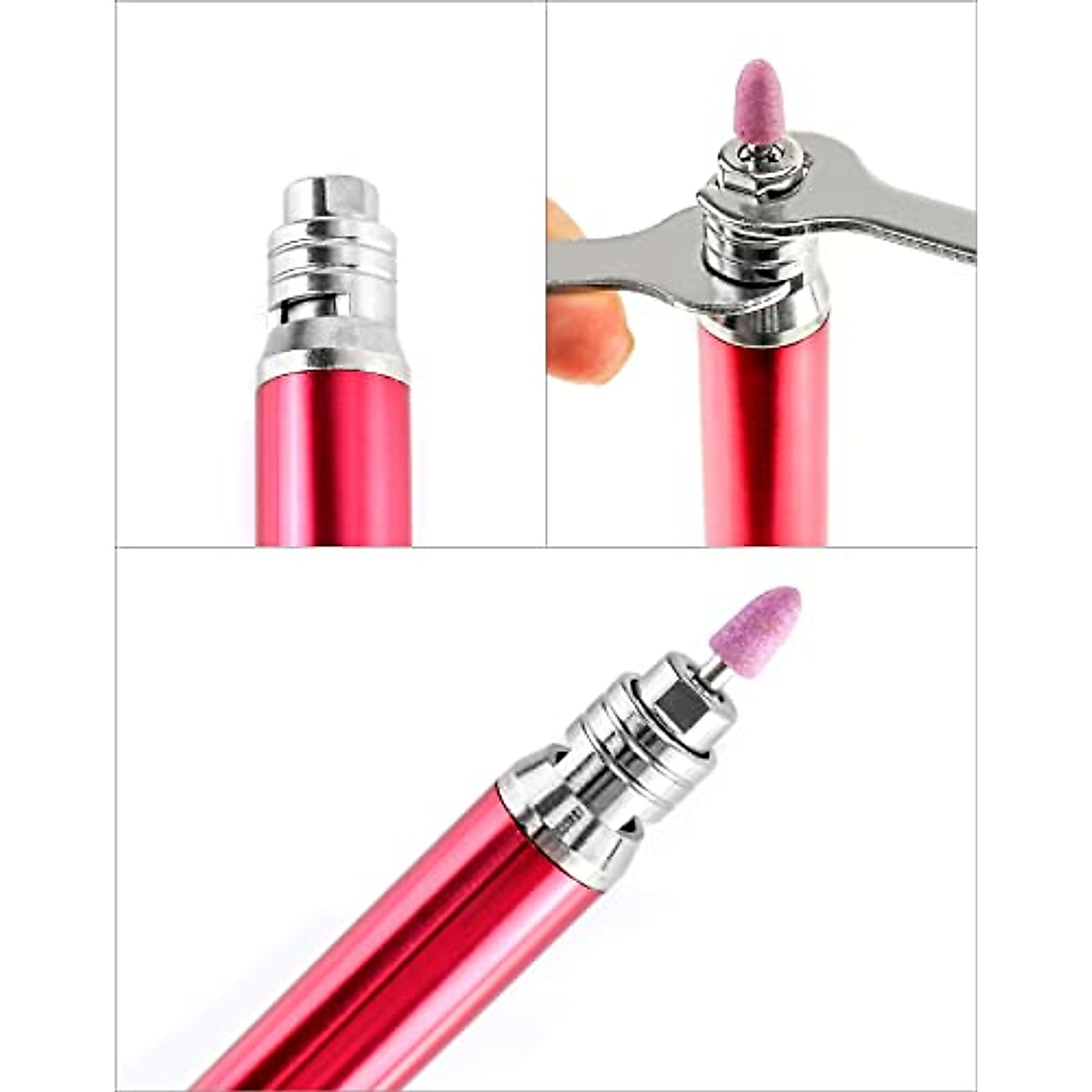 QWORK Air Micro Grinder, 1/8" Mini Pencil Polishing Cutting Tool Pneumatic Pencil Die Grinder, 65000 RPM Free Speed