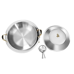 Fetcoi Round Chafing Dish, 3.17QT Stainless Steel Buffet Warmer Tray with Lid and Chafing Fuel Holder for Kitchen Party Dining Buffet Catering Event Parties (Gold)