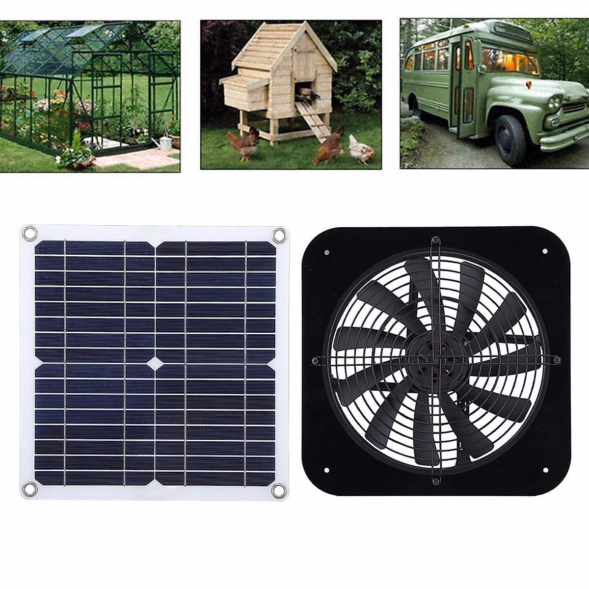 Fdit Solar Powerful Attic Exhaust Fan Quietly Cools, Solar Panel Powered Exhaust Fan 13.5 Inch Solar Powered Attic Ventilator for Pet House Chicken Coop Rv Greenhouse
