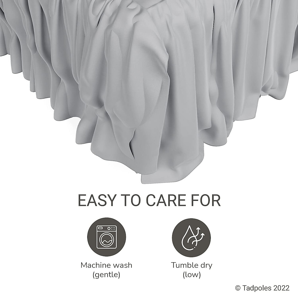 Tadpoles Dust Ruffle Crib Skirt | 28" x 52" with a 14" Drop | Made of 100% Softly Brushed Microfiber Polyester | Easy to Care for | Soft, Smooth, Breathable & Durable | Ideal for Babies | Grey
