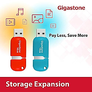 Gigastone V10 16GB 5-Pack USB 2.0 Flash Drive Thumb Drive Memory Stick Pen Drive Capless Retractable Design (Multi Color)