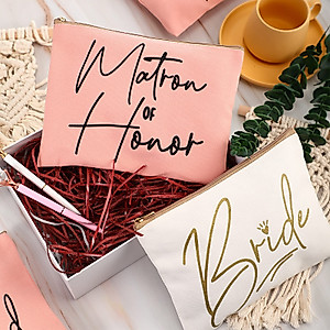 8 Pcs Bridesmaids Makeup Bag Bridesmaid Gifts Bag Wedding Bridal Makeup Bag Matron of Honor Bag Bridesmaid Cosmetic Bag for Women Brides Bridesmaids Wedding Party(Lovely Pattern)