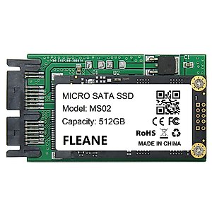 FLEANE 512GB MS02 MicroSata uSATA 1.8inch SSD Compatible with DELL XT1 XT2 IBM X300 X301 T400S T410S Replace MK1229GSG MK1629GSG MK2529GSG 1.8" HDD (512GB)