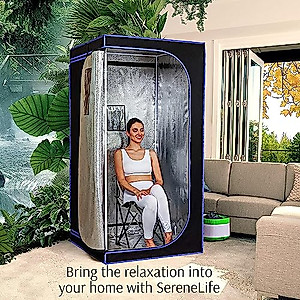 SereneLife SLISAU35BK Full Size Portable Steam Sauna –Personal Home Spa, with Remote Control, Foldable Chair, Timer