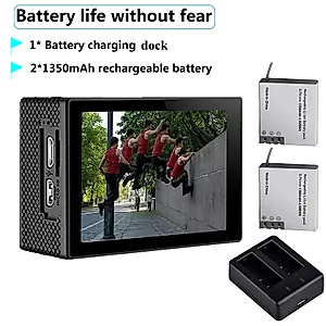 Xilecam Action Camera 4K/20M /WiFi/4*Zoom/2.4 G Remote Control 2 * 1350mAh Battery Waterproof Camera Underwater 131FT/170 Degree Wide Angle Sports Camera (4K+2.4G) X3R