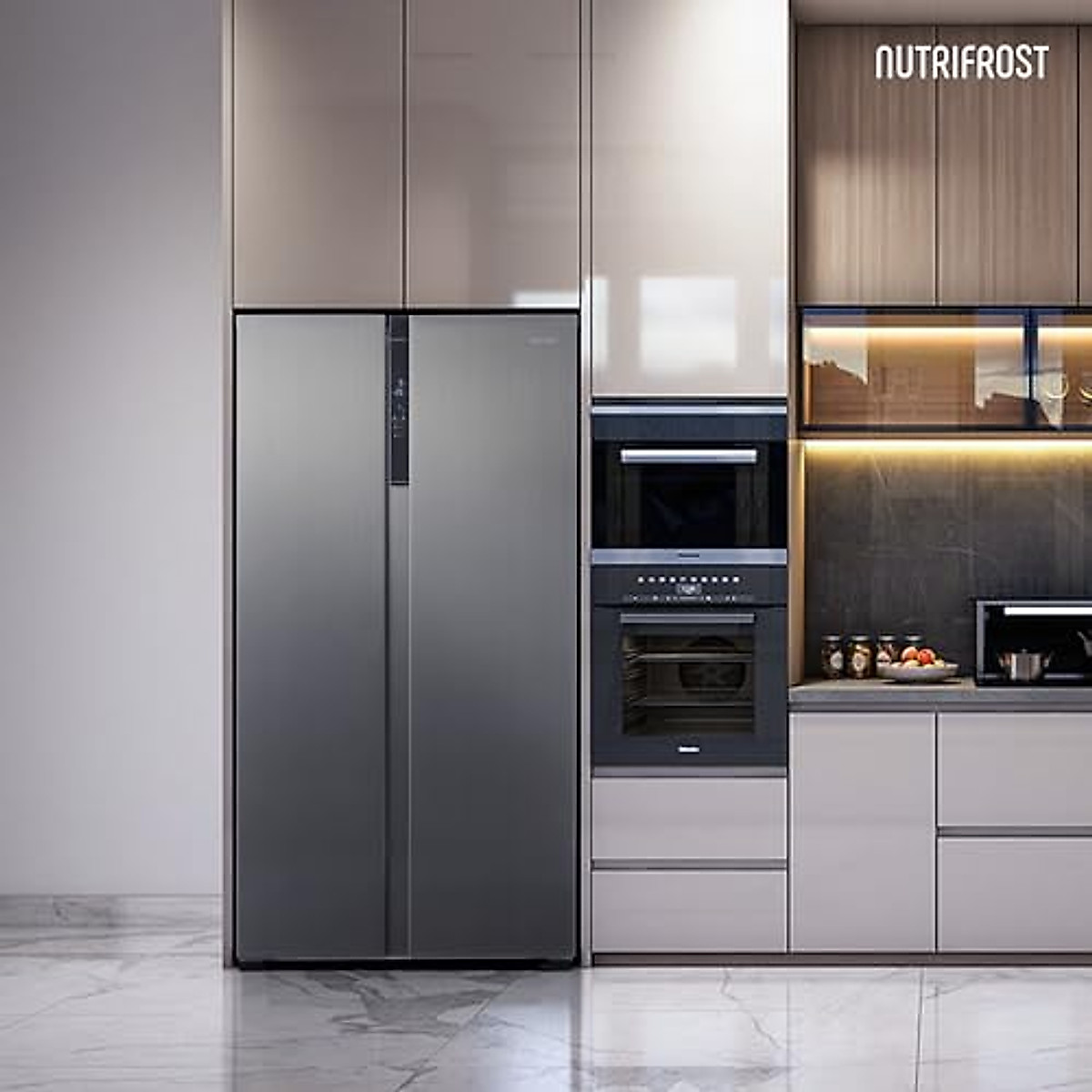 NUTRIFROST 21 cu.ft Large Capacity Side-by-Side Refrigerators Freezer Fridge - 2 Door Full Size Refrigerator for Kitchen Office Commercial LED Display Frost Free Freestanding