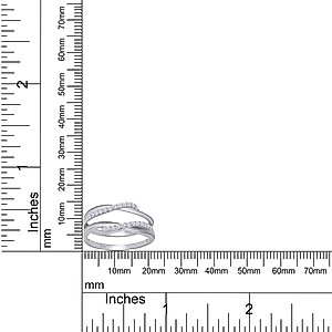 SAVEARTH DIAMONDS 1/7 ct t.w Round Cut Lab Created Moissanite Diamond Bypass Infinity Style Wedding Ring Guard Enhancer In 14K White Gold Over Sterling Silver (D Color, VVS1 Clarity 0.14 Cttw)-9