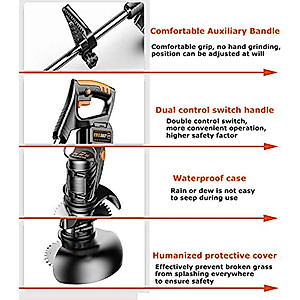 Electric Lawn Edger Trimmer Cordless Grass Brush Cutter with Eplacement Blade and Rechargeable Batteries, Handheld Brushless Cutting Machine 9000Mah Lithium-Ion,1 Battery
