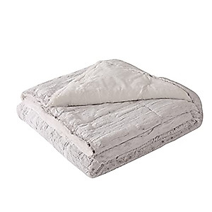 Christian Siriano - Luxurious Snow Leopard Fur Filled Grey Throw (60" x 70") - Gift Box Included - Perfect for Gifting Friends & Family