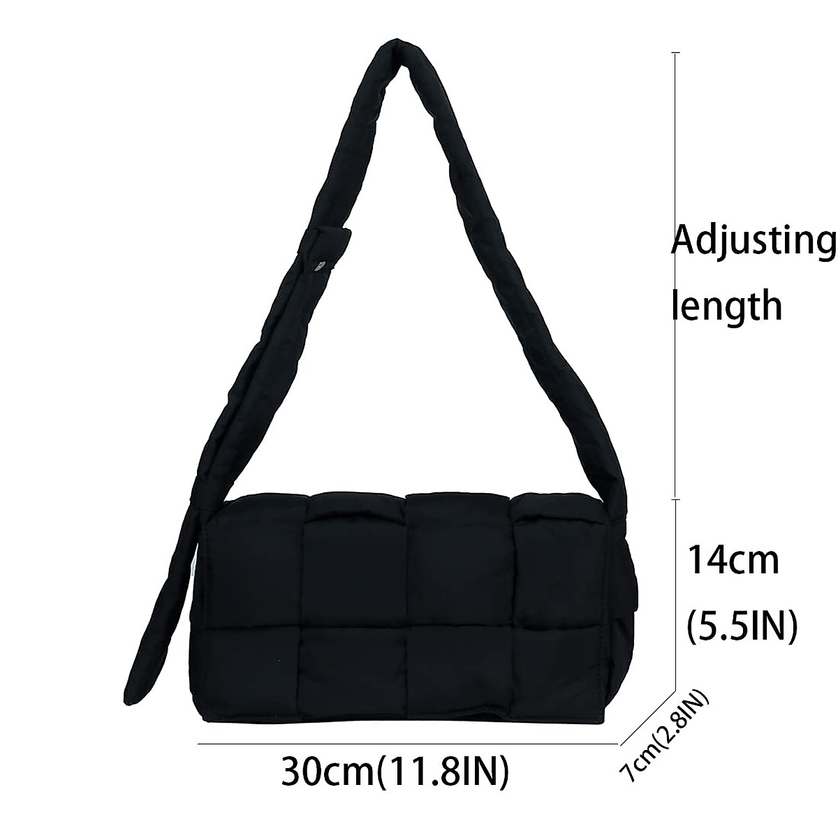 YILINRUI Woven Cotton Padded Women Shoulder Bag Brands Designer Stuffing Down Crossbody Bags for Women 2021 Knitting Handbag (Black)