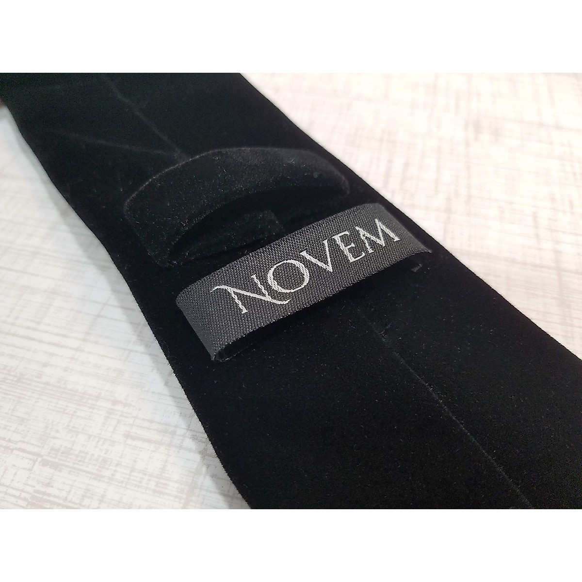 Novem Online Men’s Velvet Tie Slim Black– Groomsmen Hand Made Tuxedo Neck tie for Him (Black)