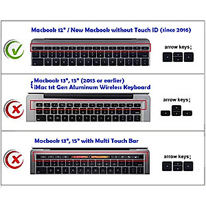 XSKN Shortcut MAC OS X Keyboard Skin Cover for Apple New MacBook Pro 13 (Model A1708, No Touch Bar) & Apple MacBook 12 (Model A1534) (US Layout)