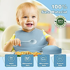 Baby Feeding Set Silicone Toddlers Weaning Feeding Sippy Cup with Straw and Laid Baby Feeding Supplies Set