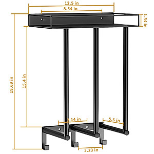 Ovicar Towel Racks for Bathroom - Wall Mounted Towel Rack with Metal Shelf & 3 Hooks, 3 Bars Wall Towel Holder for Small Bathroom, Bath Towel Storage for Rolled Towels Organizer (Black)