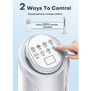 43-INCH Air Conditioner Portable for Room, BREEZEWELL Evaporative Air Cooler, 60° Oscillating Cooling Fan w/Remote, 12H Timer, 3 Speeds, 4 Ice Packs, Windowless Swamp Cooler for Bedroom Home Office