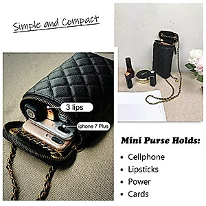 Dboar Women Mini Quilted Purses, Small Crossbody Black Shoulder bag, Trendy Clutch with Chain Strap Leather (Mini, Black)