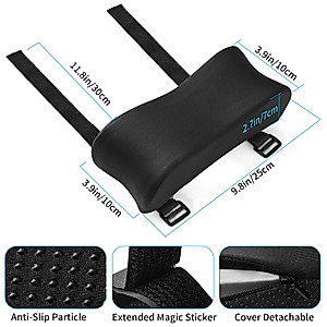 Fuloon Ergonomic Office Chair Armrest Cushion, Elbow Pillow with Cooling Gel for Elbow and Forearm Pressure Relief for Computer Chairs, Gaming Chairs, Office Chairs and Wheelchairs (Black)