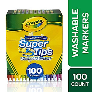 Crayola Super Tips Marker Set (100 Count), Washable Markers, Kids Gifts for Girls & Boys