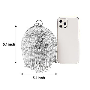Lanpet Women Round Ball Crystal Evening Clutch Purse Tassel Wedding Party Handbags