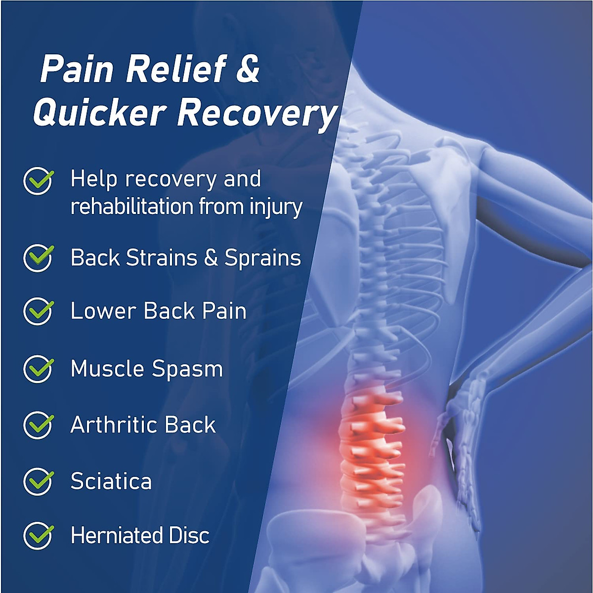 Comforband Adjustable Back Support Brace with Power Straps for Men and Women - Relief from Lower Back Pain, Strains, Arthritis, Herniated Disc, Sciatica, Scoliosis, Injury Recovery, Rehabilitation – Firm back support with Adjustable Compression (Navy, Reg