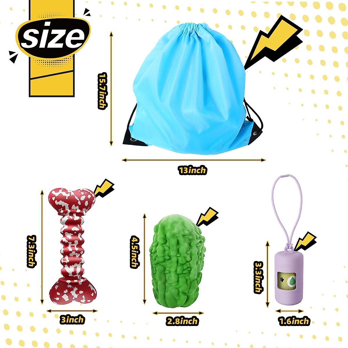 Dog Toys- eco Rubber Toys-Waste Poop Bags-Toy Bag- Medium and Large Breeds-Interactive Dog Toys for Large Dog