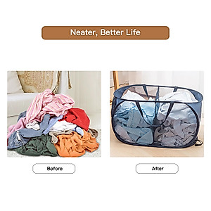 Cosmoharbor Cosmoharbor 3 Pack Laundry Hamper - Pop up Laundry Baskets Mesh Bulk Pop Up Hamper 2 Compartments Foldable Hamper Clothes Hamper Laundry Hamper with Handles