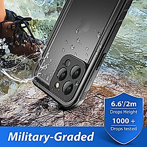 SPORTLINK for iPhone 13 Pro Max Waterproof Case - Shockproof Dustproof Phone Case with Screen Protector for iPhone 13 Pro Max, Full Body Protective Case for iPhone 13 Pro Max Cover 6.7'' Black