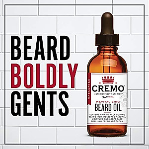 Cremo Unscented Revitalizing Beard Oil, Restores Moisture, Softens and Reduces Beard Itch for Facial Hair of All Lengths, 1 Oz