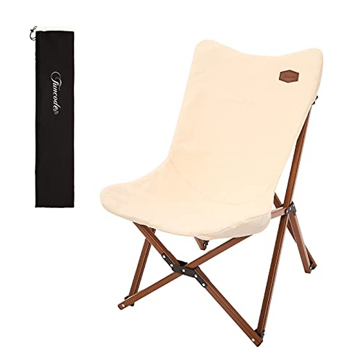Funcode Portable Folding Camping Chair with Carry Bag for Camping,Beach,Picnic,Garden,Patio(Beige01).