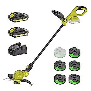 String Trimmer, SEYVUM 12-inch Cordless Weed Wacker with Auto Line Feed, 2 X 2.0Ah Battery Powered Weed Eater, 20V Lawn Edger with 6 Pcs Grass Cutter Spool Line, Fast Charger Included