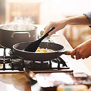 KUFUNG Silicone Spatula Spoon, BPA Free & Food Grade, High Heat Resistant to 480°F, Mix Thick Batters, Scrape Sauces, Stir Pasta & More(Black, Spoon)