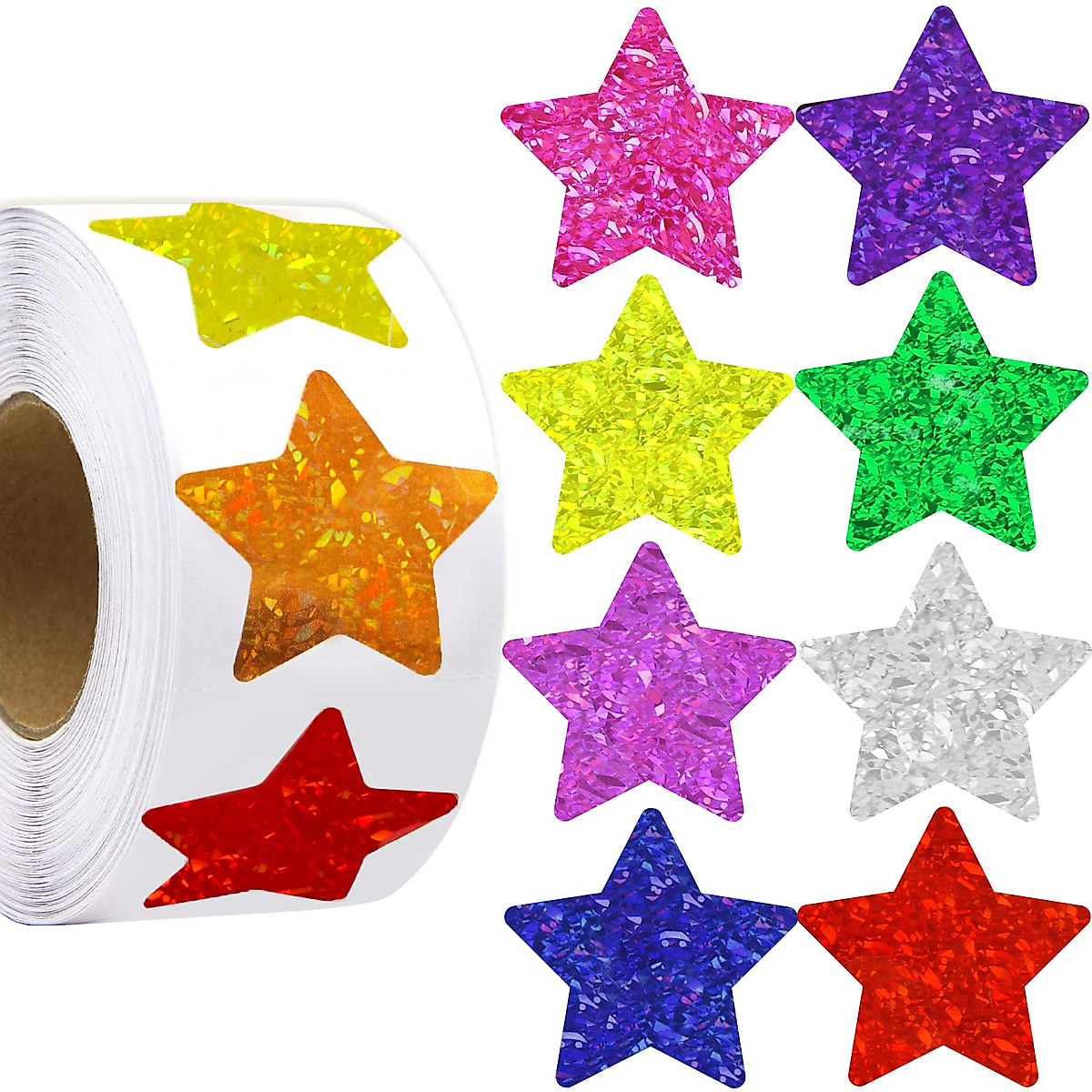 Large Star Stickers 500PCS Large Sparkling Star Stickers for Envelopes Glitter Wish Stickers Holiday Decorations Classroom Graduation Reward Supplies