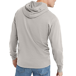 Hanes Comfortblend Men's T-Shirt, Long-Sleeved Hoodie, Garment Dyed Cotton Tee, Concrete Gray